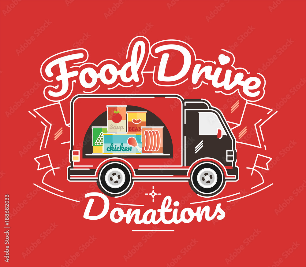 Food Drive charity movement, vector illustration Stock Vector | Adobe Stock