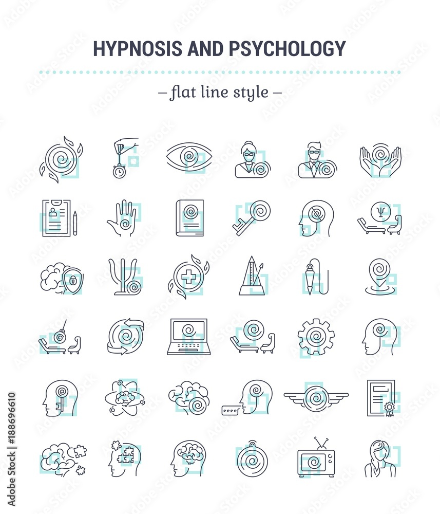 Vector graphic set.Icons in flat, contour,thin, minimal and linear ...