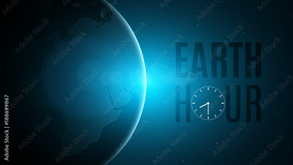 Earth Hour. Cosmic concept. Futuristic planet earth in space. 60 ...