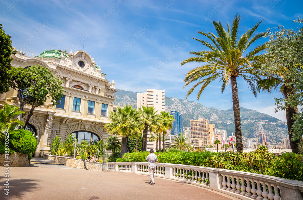 Beautiful streets and old luxury buildings of Monte Carlo, Monaco Stock ...