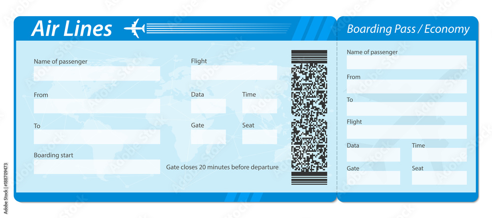 Creative vector illustration of airline boarding pass ticket isolated ...