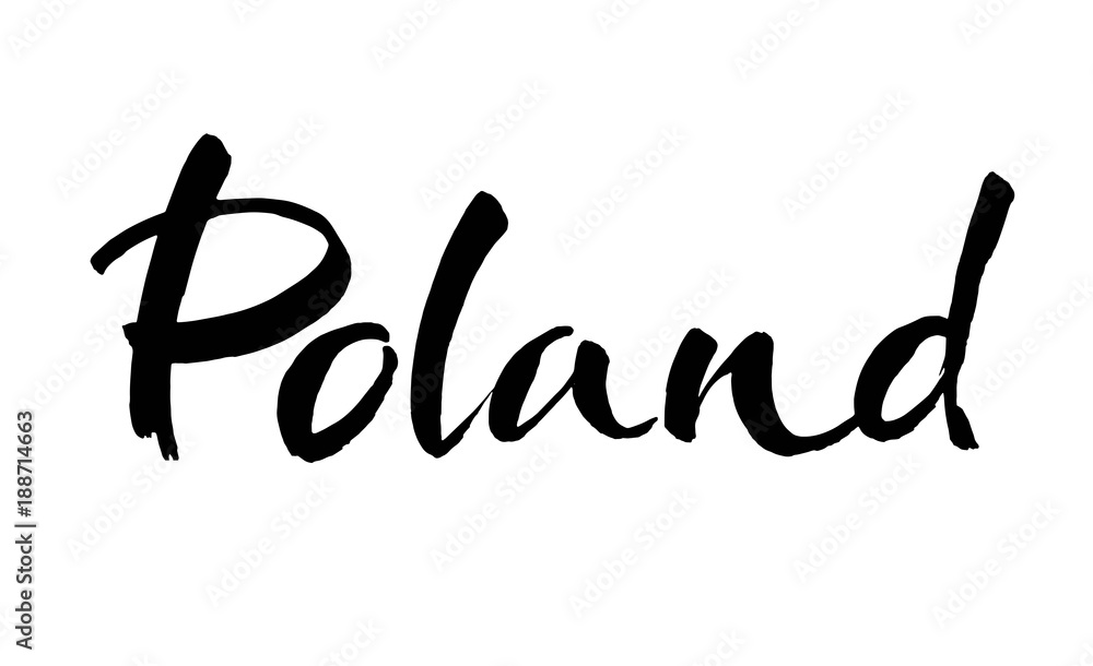 Poland hand lettering. Name of country. Ink illustration. Modern brush ...