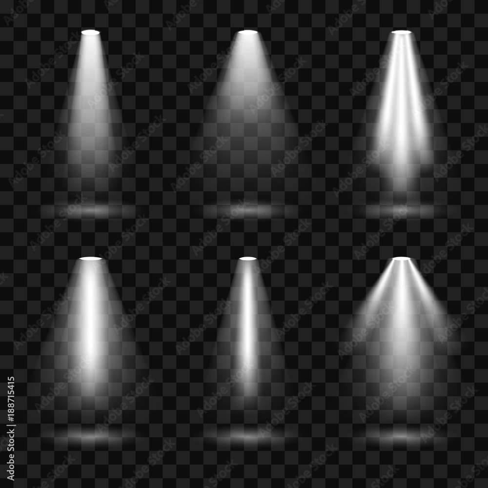 Creative vector illustration of bright lighting spotlights set, light ...