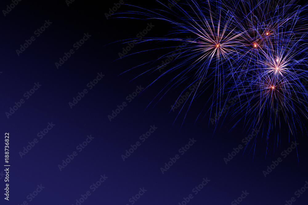 Colorful firework on the night sky. New Year celebration fireworks ...