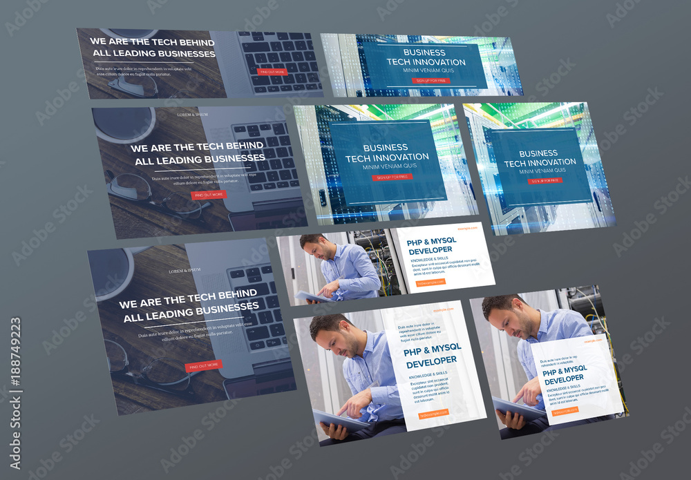 Business Technology Social Media Posts 7 Stock Template | Adobe Stock