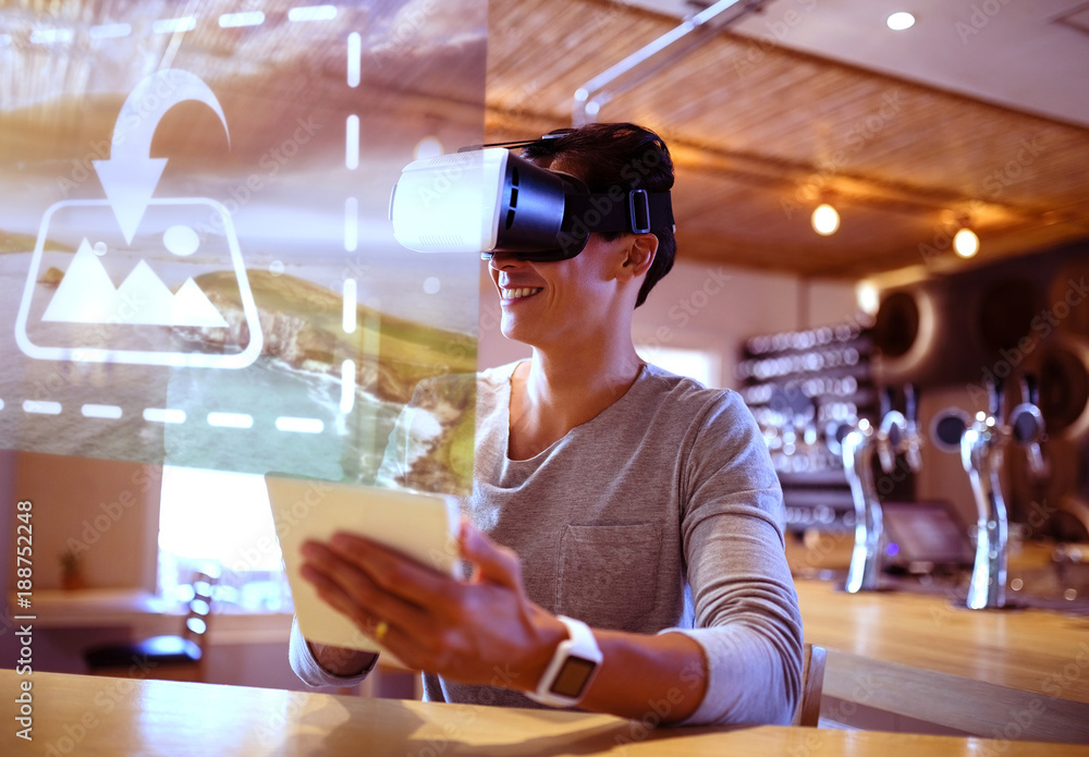 VR User in Restaurant Mockup 1 Stock Template | Adobe Stock