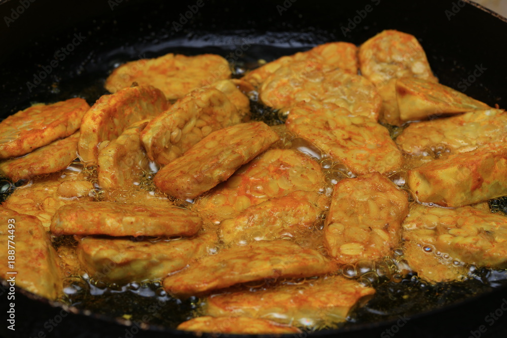 Famous Javanese cuisine food : Tempe or Tempeh made of fermentation ...