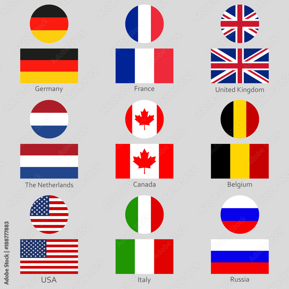 Flags icon set. National symbol of USA, UK, Holland, the Netherlands ... Flags icon set. National symbol of USA, UK, Holland, the Netherlands ...