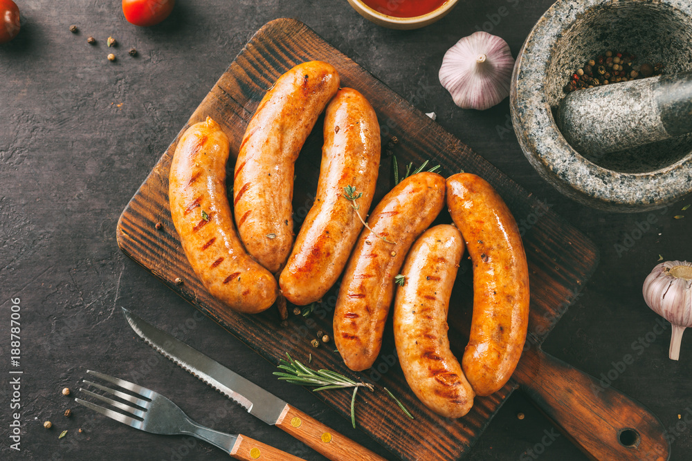 Sausage grill, Top view Stock Photo | Adobe Stock