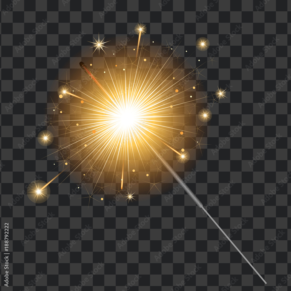 Vector realistic sparkler, transparent background Stock Vector | Adobe ...