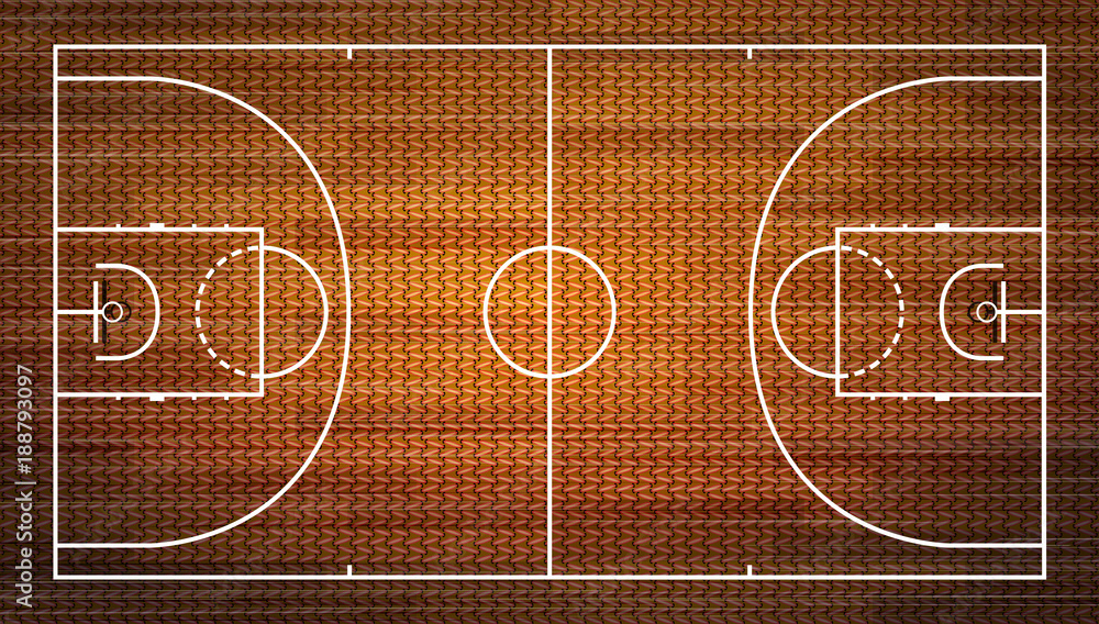 Realistic Vector Basketball Court. Basketball court on top. Basketball ...