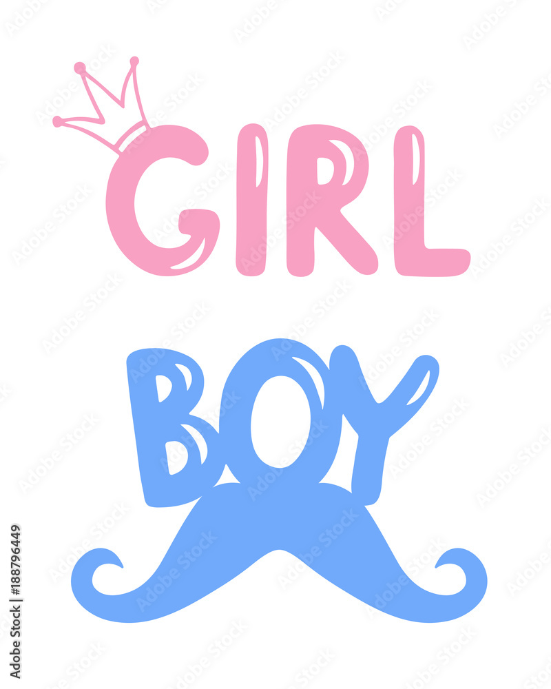 Hand drawn vector lettering design on white background for girl and boy ...
