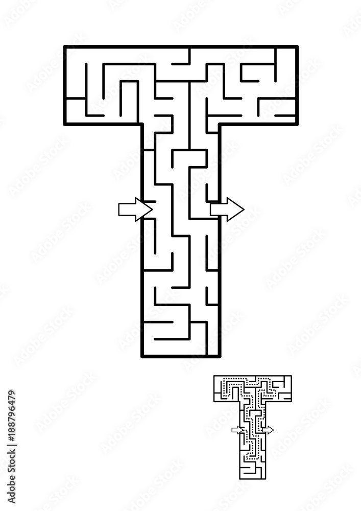 Alphabet learning fun and educational activity for kids - letter T maze ...
