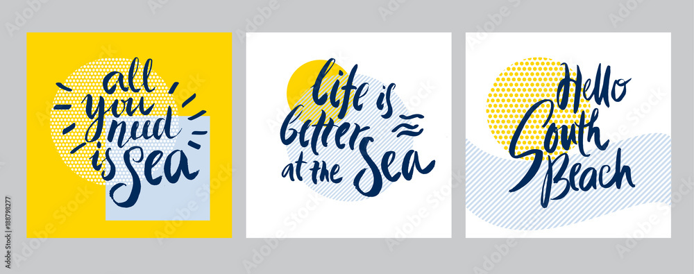 Hello summer. Word title vector illustration in hand made decorative ...