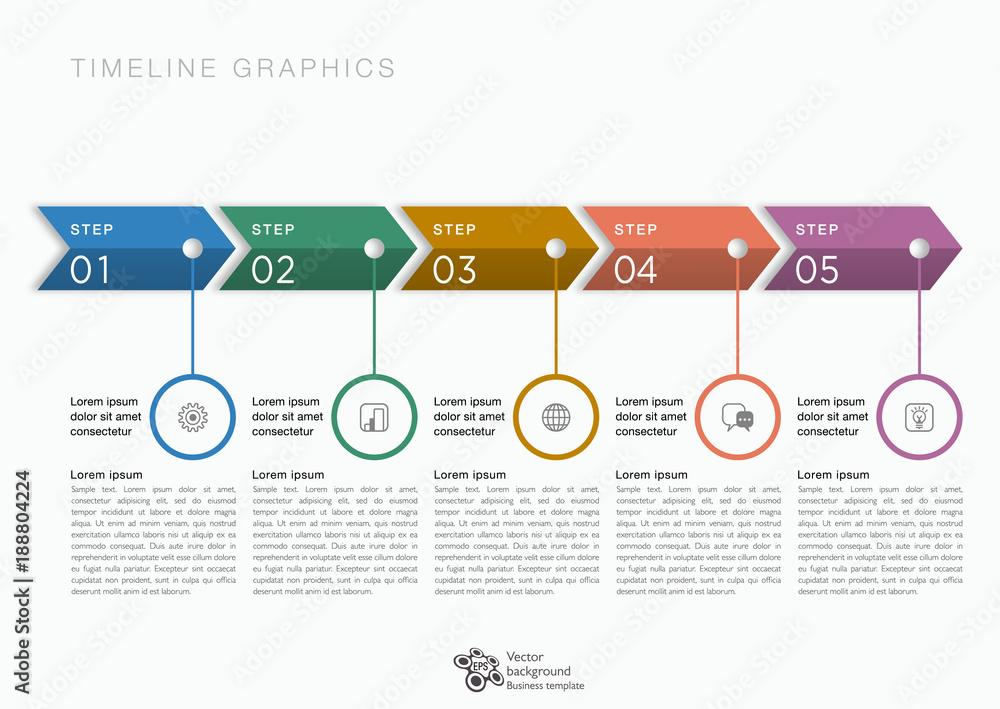 Infographics 5-step process #Timeline graphics Stock Vector | Adobe Stock