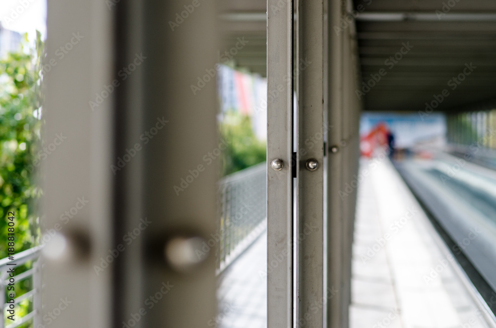 Architecture, special construction with steel beams, bolts and clamping ...