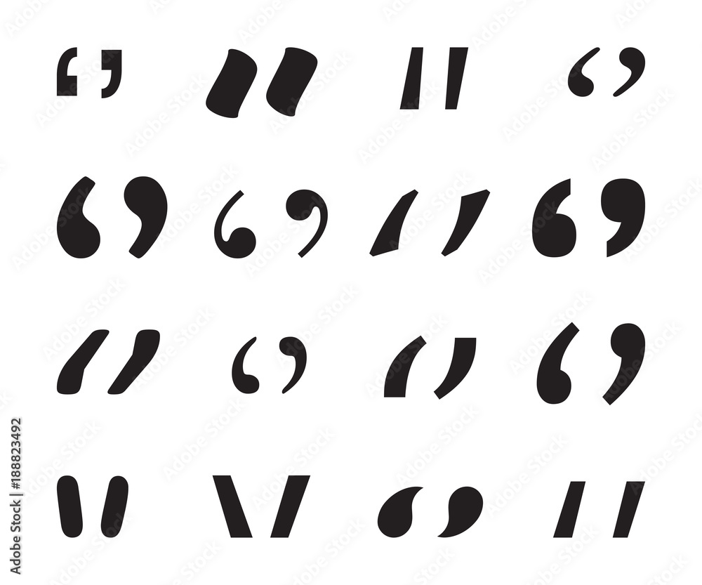 Collection of quotation marks, speech marks, quote sign icons. Black ...