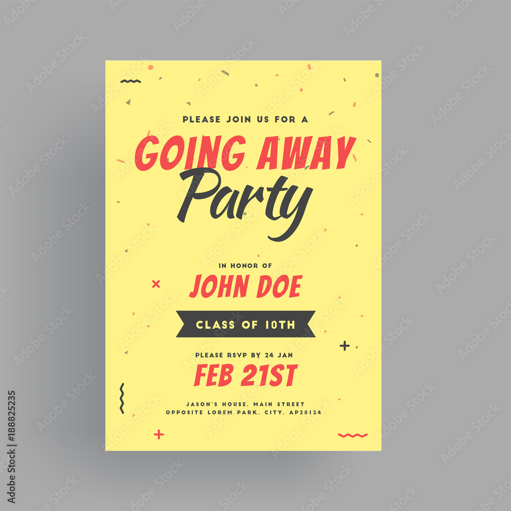 Farewell Party Banner, or Invitation Card Design. Stock Vector | Adobe ...