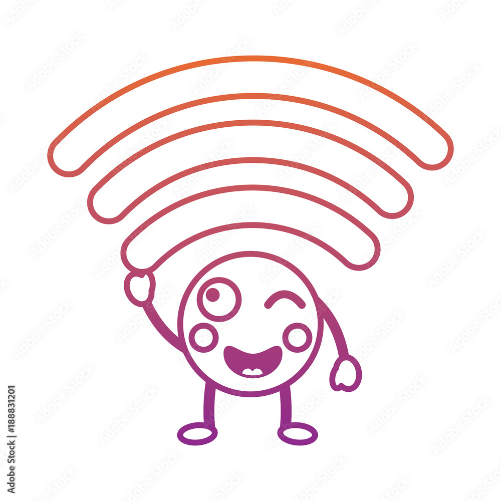 cartoon wifi internet signal kawaii character vector illustration blur ...