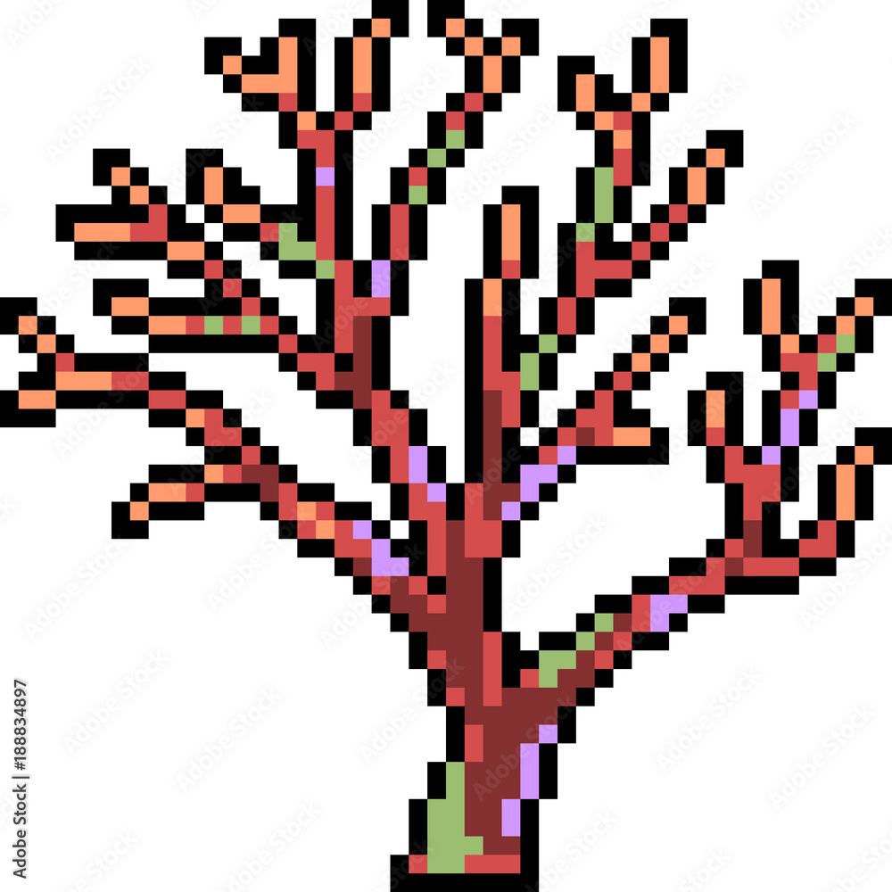vector pixel art coral decoration Stock Vector | Adobe Stock