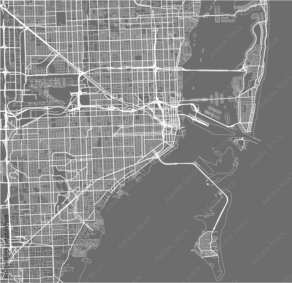 vector map of the city of Miami, USA Stock Vector | Adobe Stock