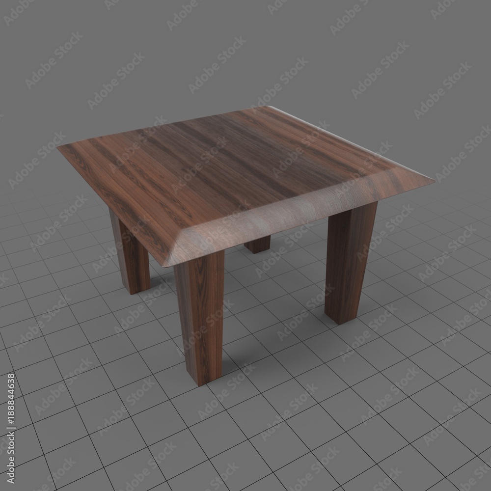 Square wood side table Stock 3D asset | Adobe Stock