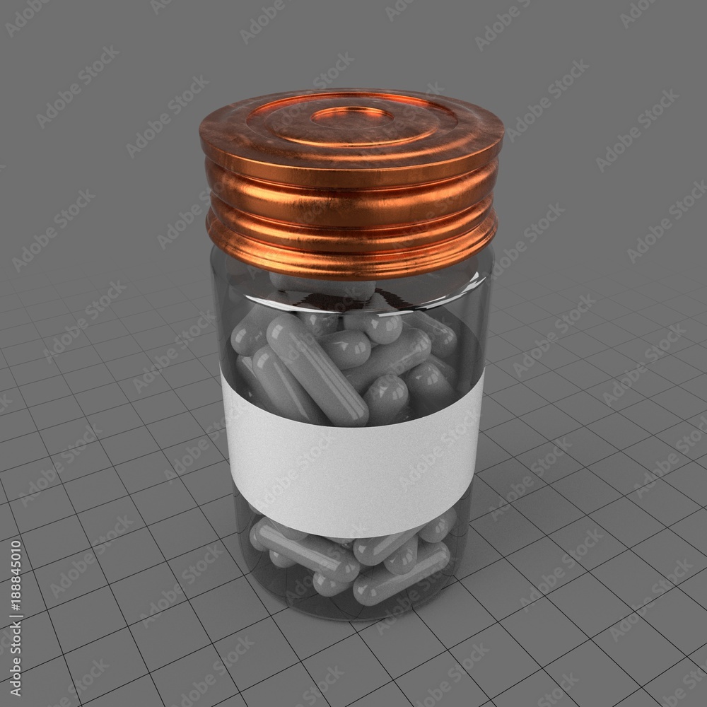 Pill bottle filled with capsules Stock 3D asset | Adobe Stock