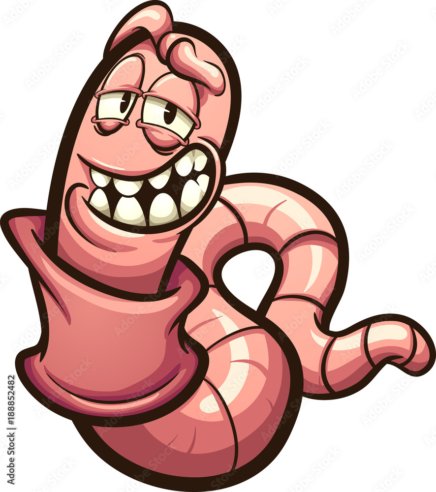Happy cartoon earthworm. Vector clip art illustration with simple ...
