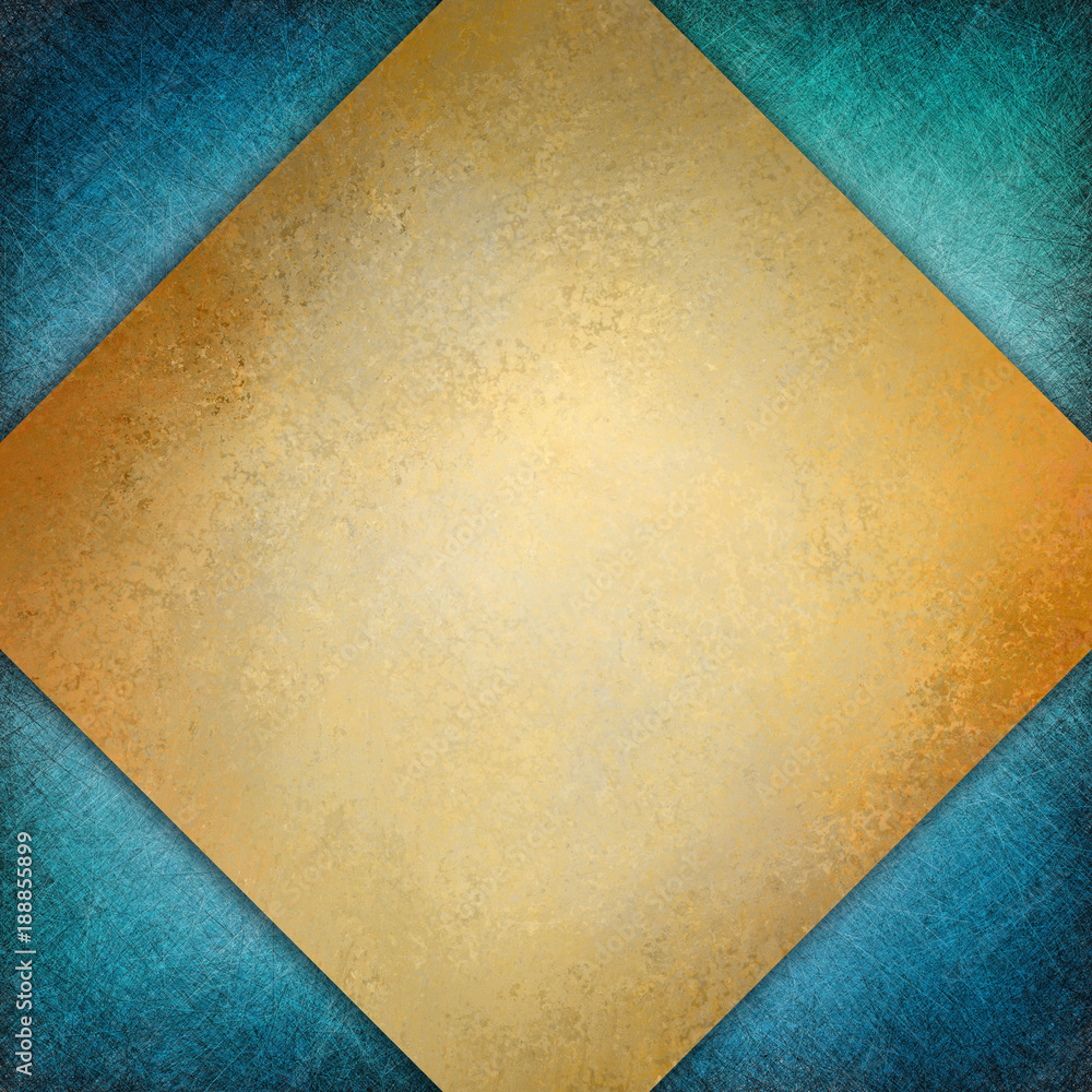 elegant diamond shape gold background with texture on blue corner ...