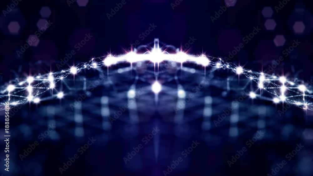 blue seamless abstract background with particles. Virtual space with ...