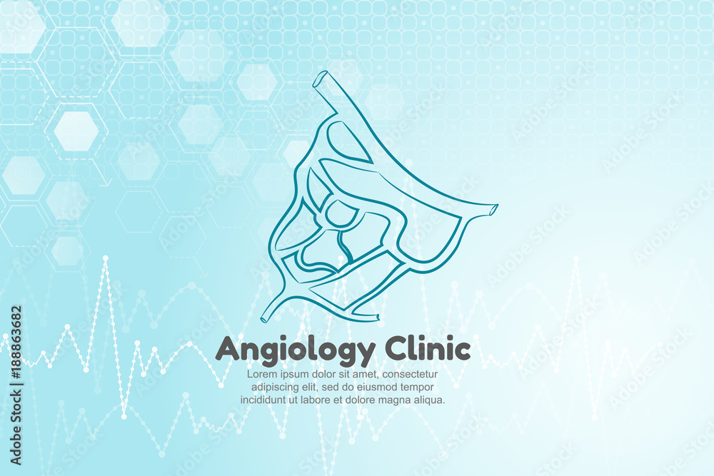 Vector illustration of human arteries for angiology clinic. Blue ...