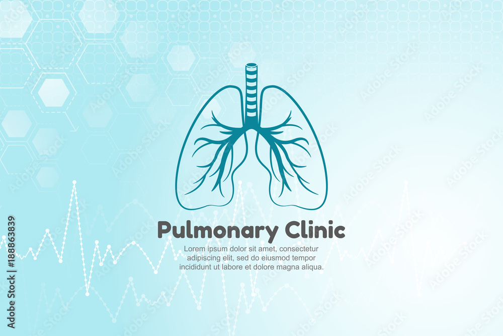 Vector illustration of lungs for pulmonary clinic. Blue medical ...