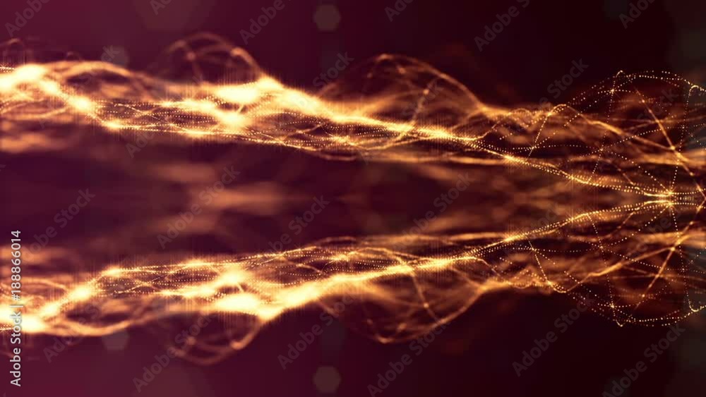 gold seamless abstract background with particles. Virtual space with ...