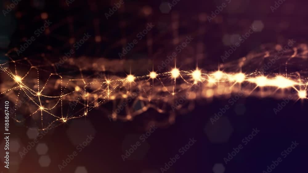 gold seamless abstract background with particles. Virtual space with ...