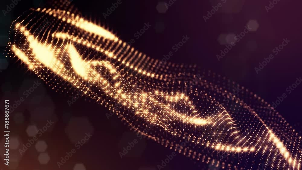 gold seamless abstract background with particles. Virtual space with ...