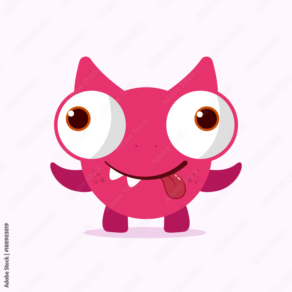 Cute crazy monster. Crazy monster emotion. Cute monster illustration ...