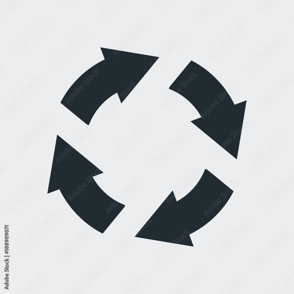 Icono plano cuatro flechas en circulo en fondo gris Stock Vector ...