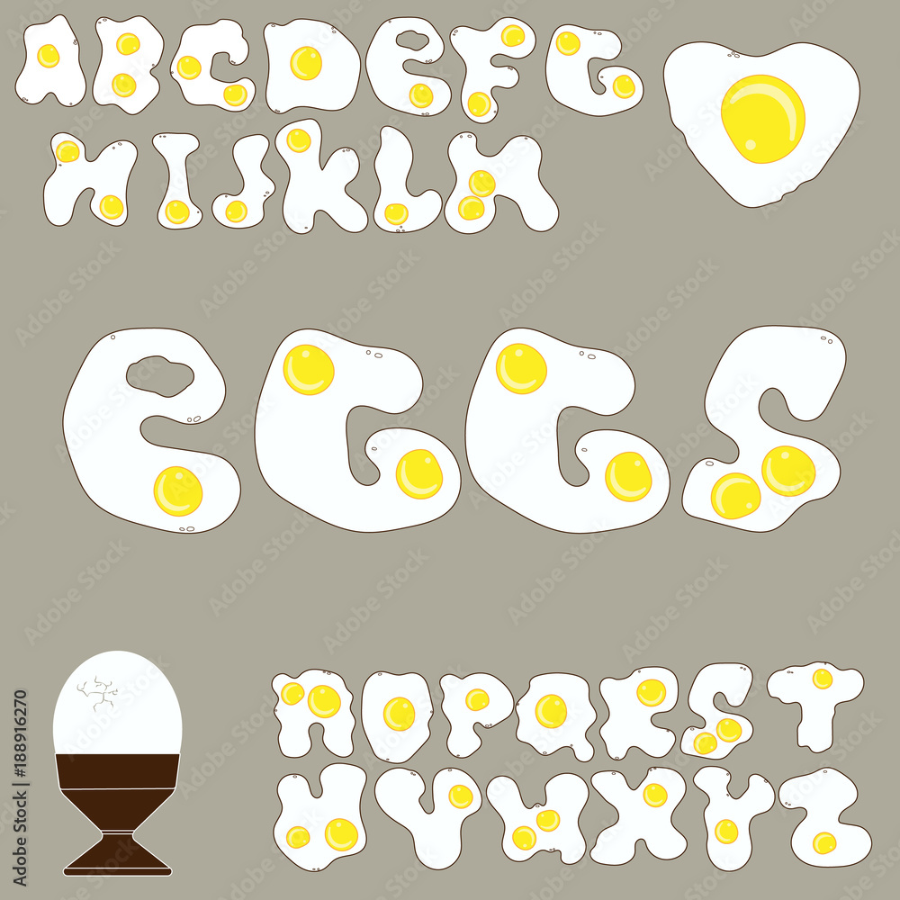 Cartoon egg letters. Stylized cute alphabet Stock Vector | Adobe Stock