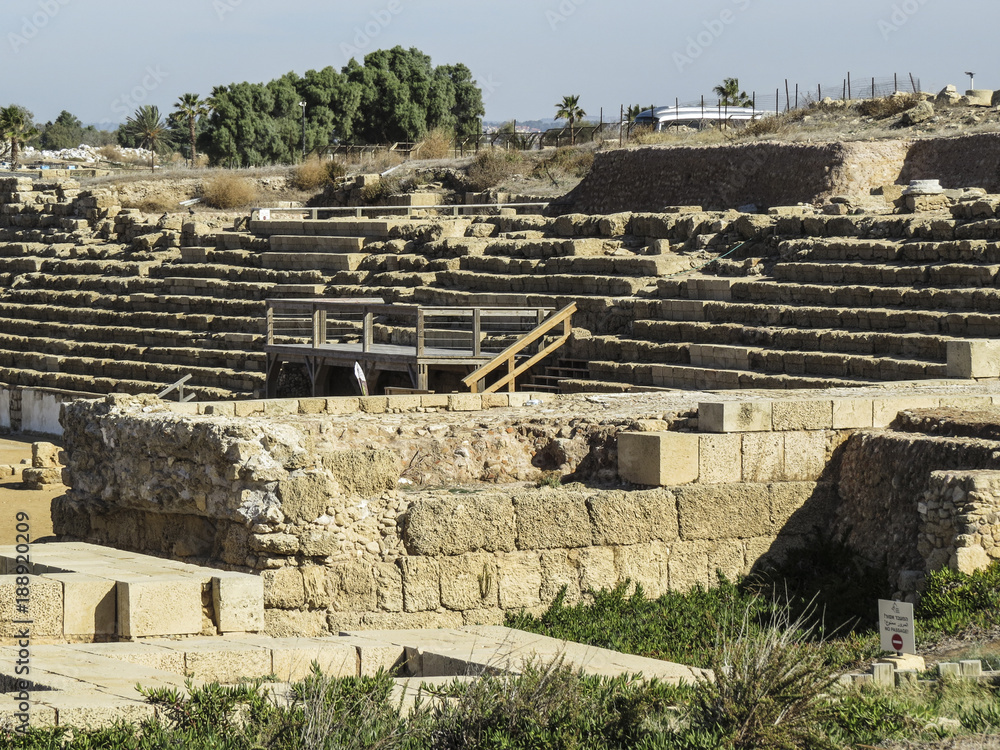 Caesarea, Israel - Caesarea National Park - Ruins of ancient Cesarea ...