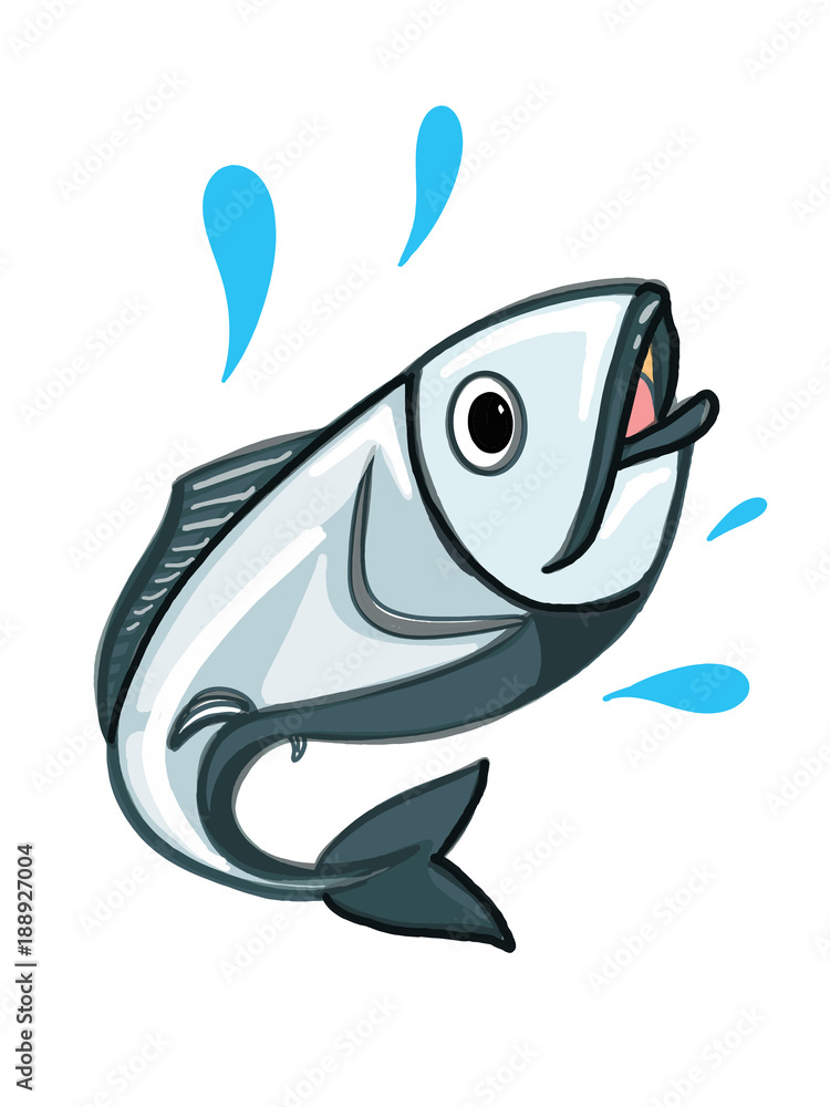 sea fresh fish illustration cartoon drawing and white background and ...