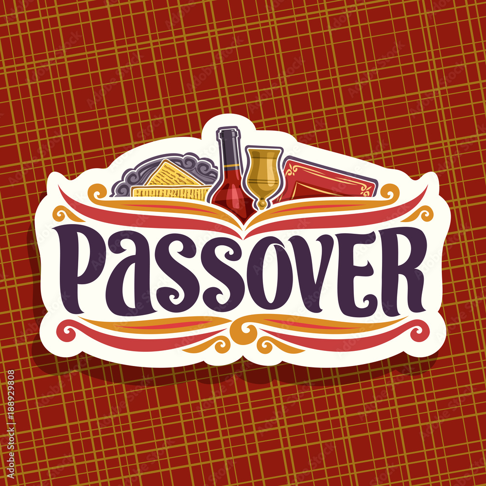 Vector logo for Passover holiday, original brush font for word passover ...
