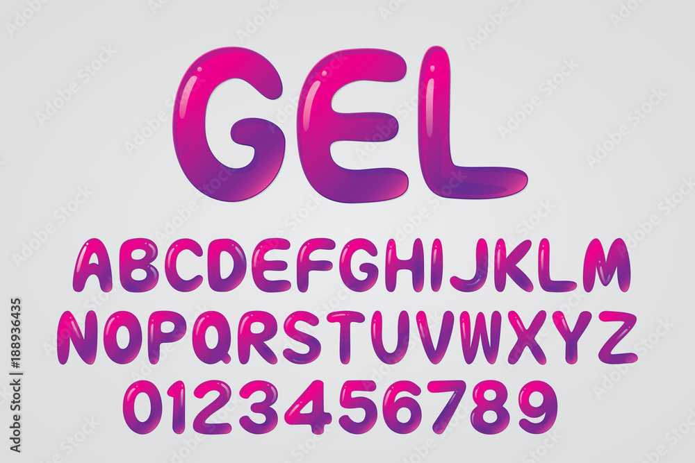 Vector of gel style design font and alphabet set. Stock Vector | Adobe ...