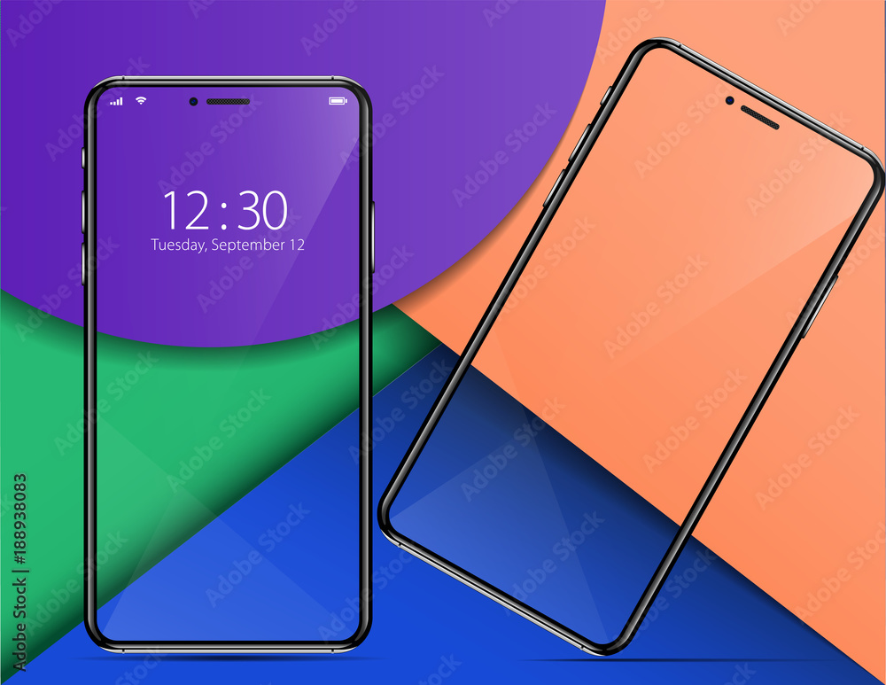 Wallpapers are presented with a smartphone, with a transparent screen ...