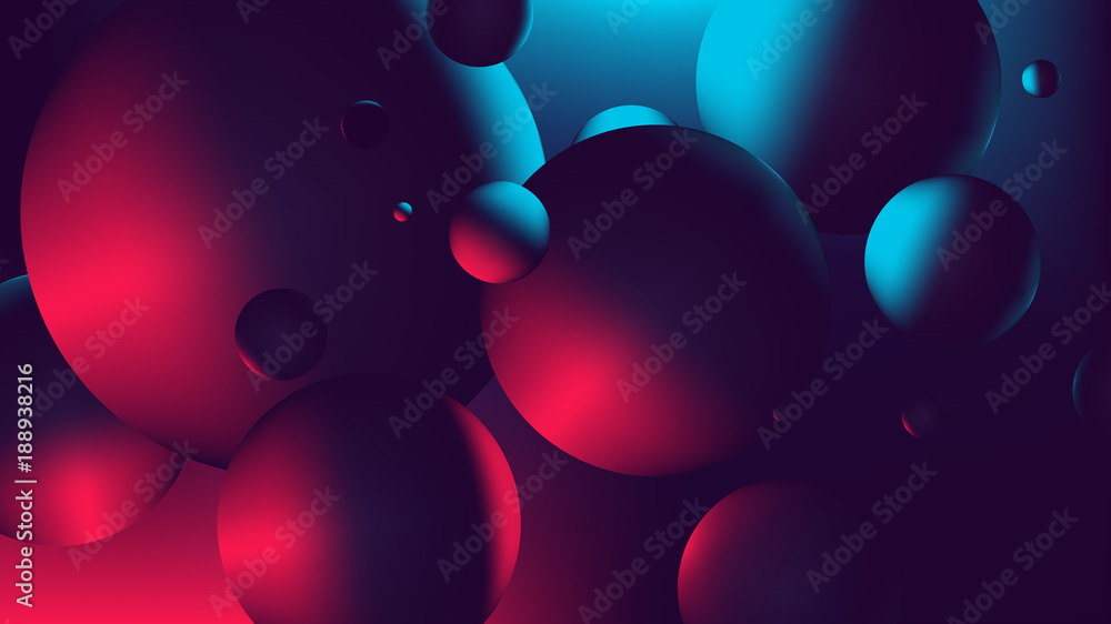 Red blue neon light with a reflection on sphere, gradient vector ...