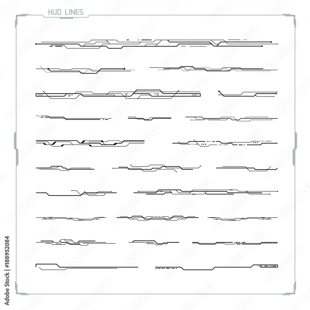 Futuristic Lines Set. Abstract Elements Stock Vector | Adobe Stock