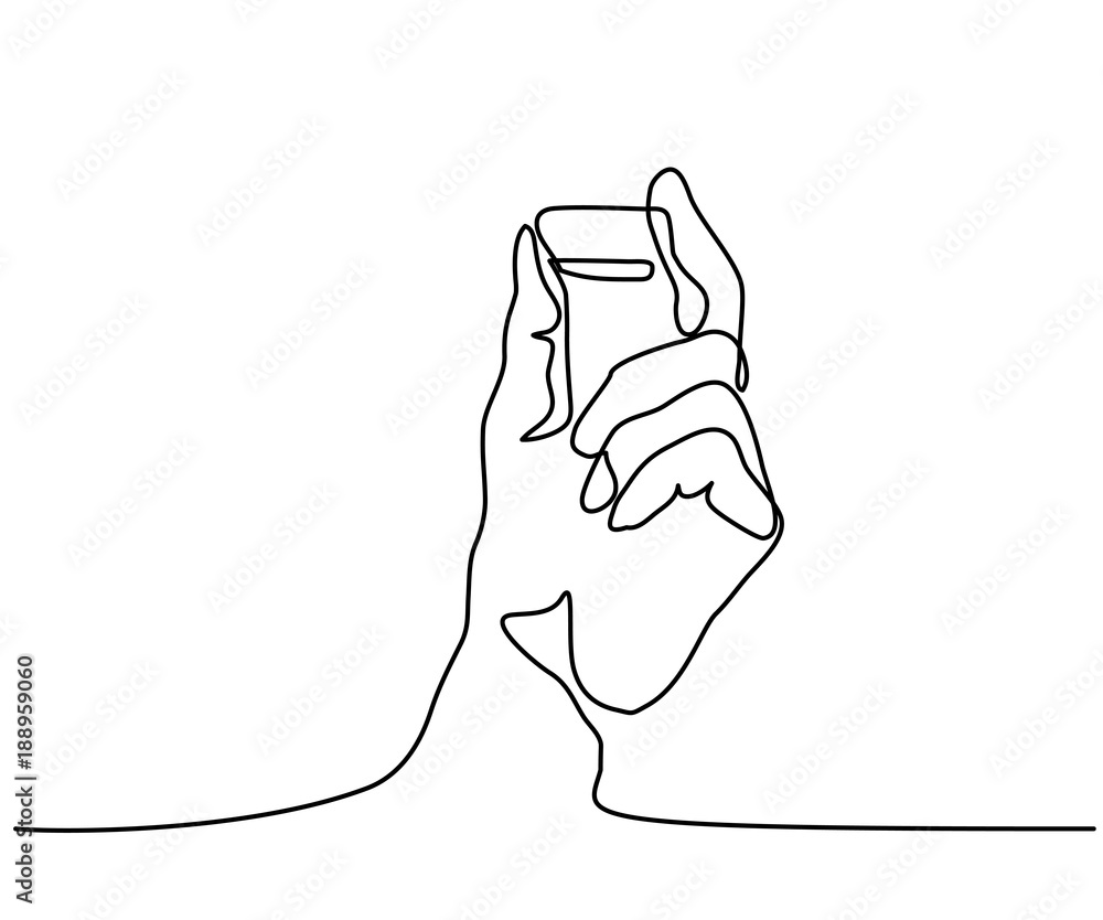 Continuous line drawing. Hand keeping electronic chip. Vector ...