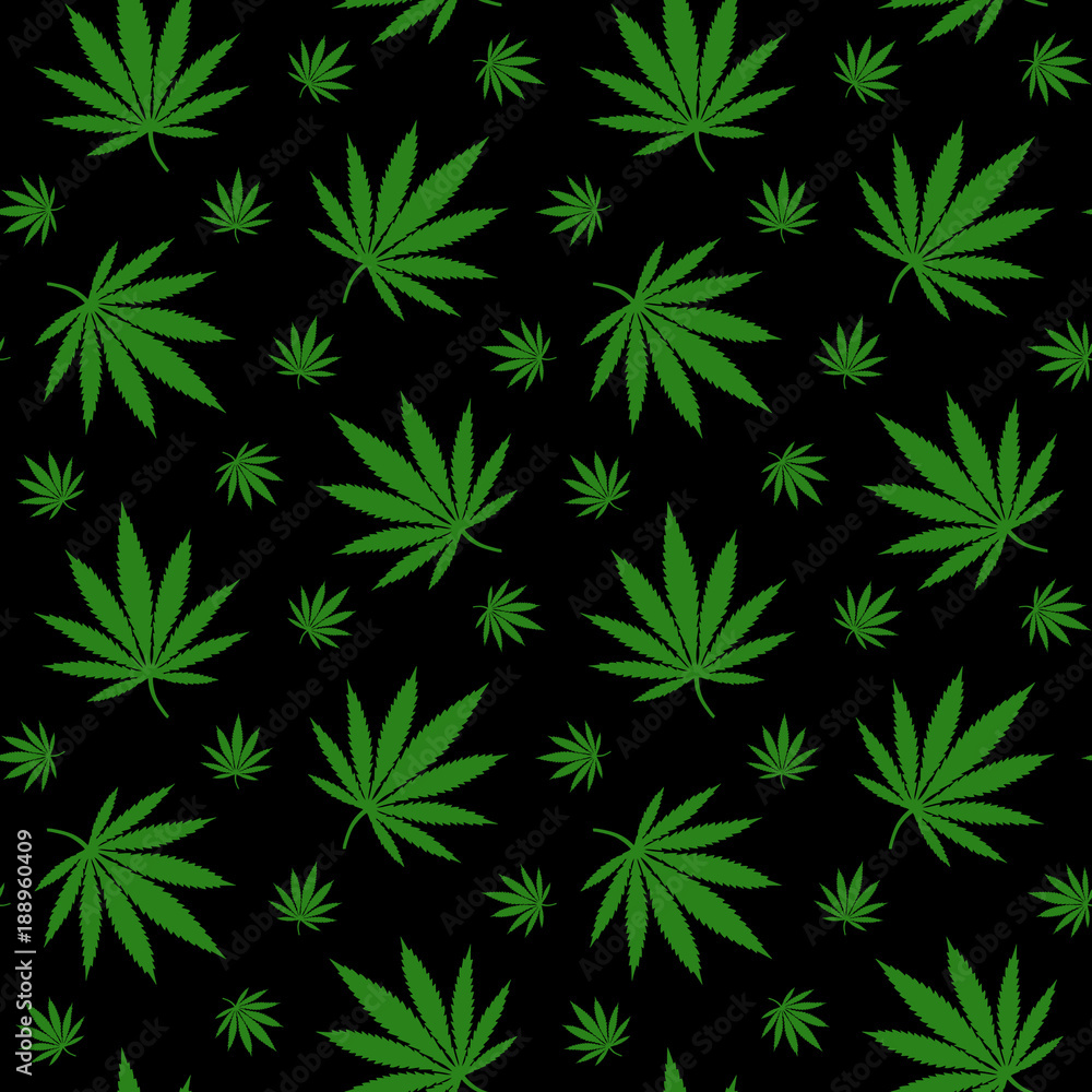 Weed Pattern Black