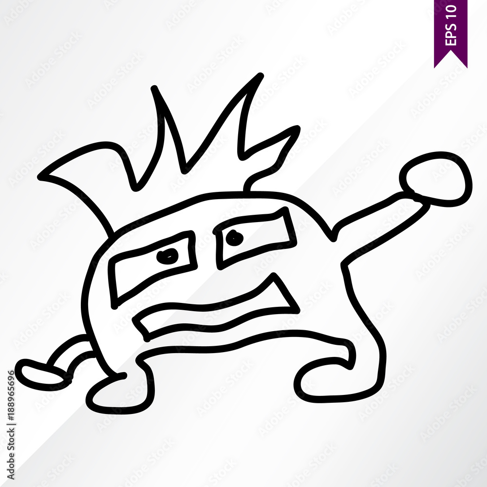 Stick figure children's monster on the white, light backgroung Stock ...