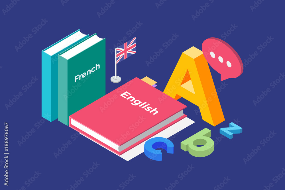 Vetor de Illustration on theme of learning and teaching of foreign ...