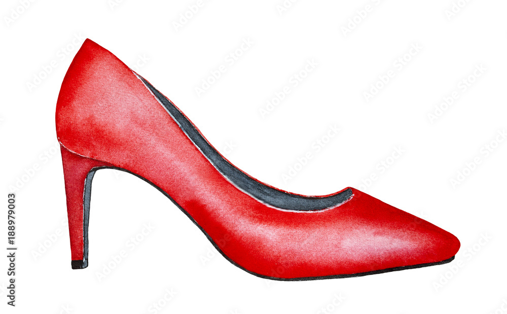 Red high heel women's shoe. Classic design, traditional silhouette ...